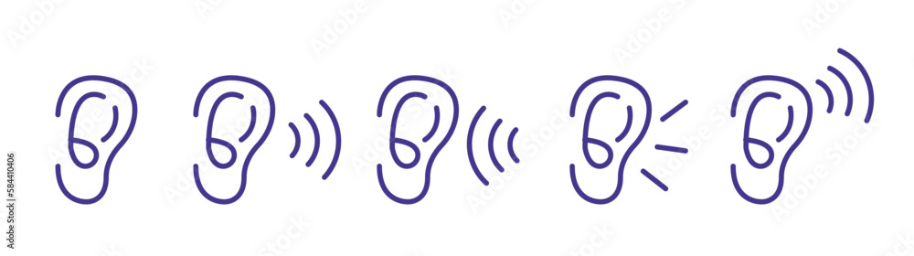 Poster ear line icon symbol listening set sound wave vector graphic ...