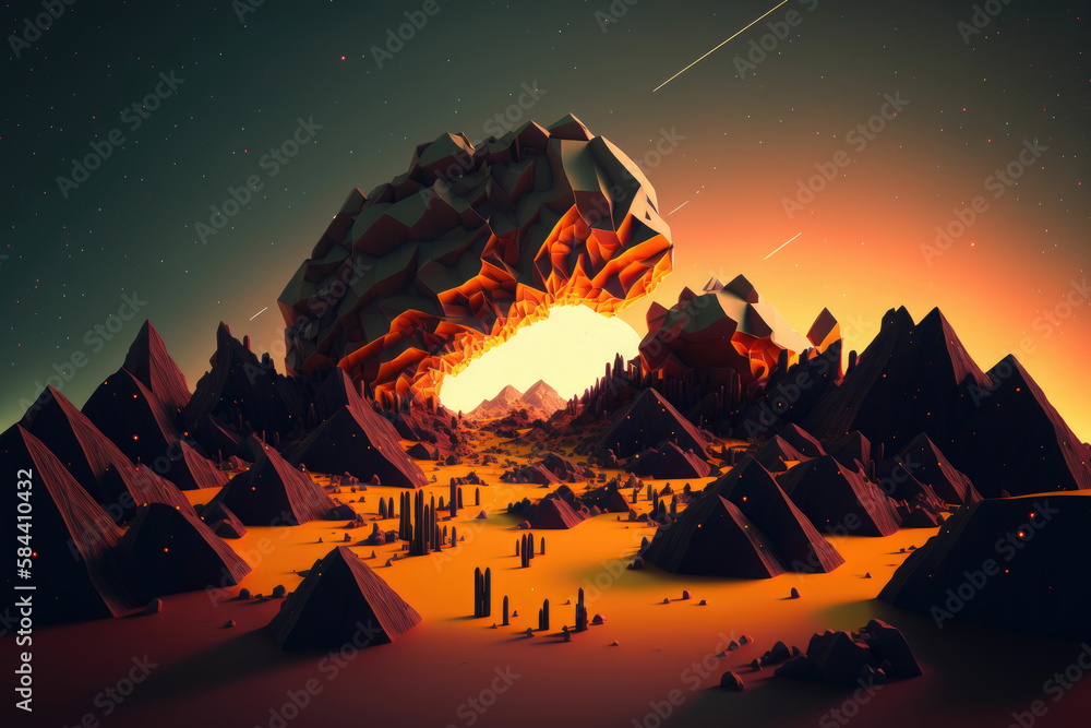 Nuclear explosion of atomic bomb with a radioactive mushroom on a ...