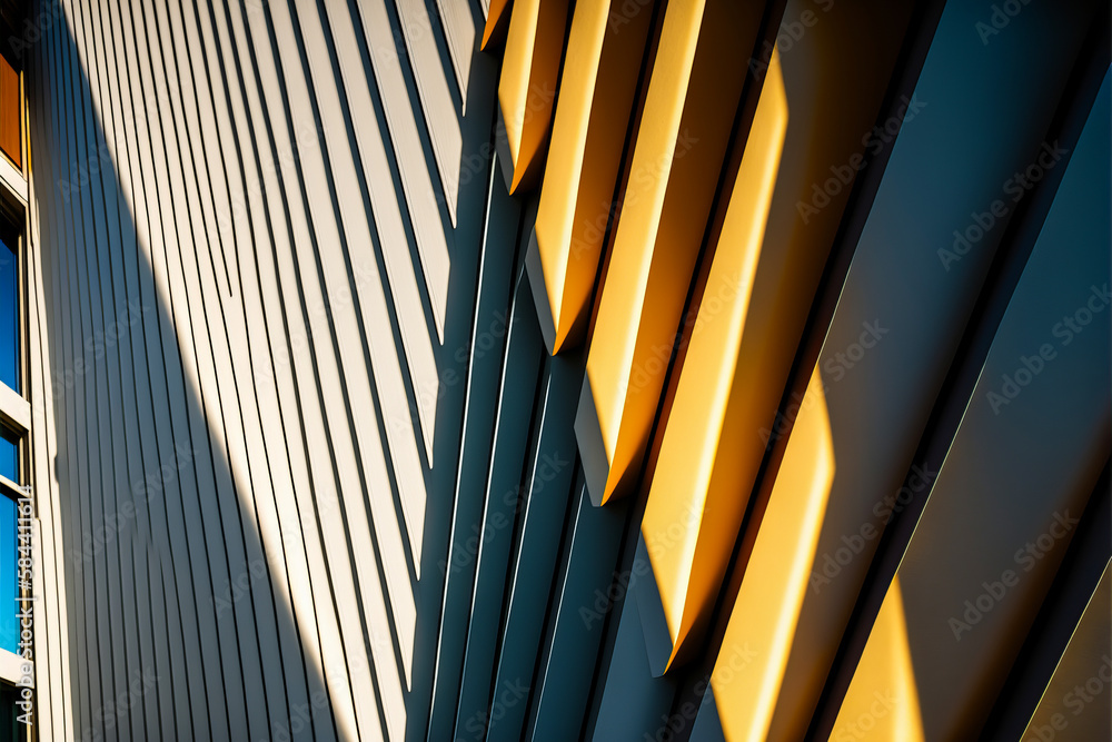 A close-up of the textures and details of a minimalist building. A ...