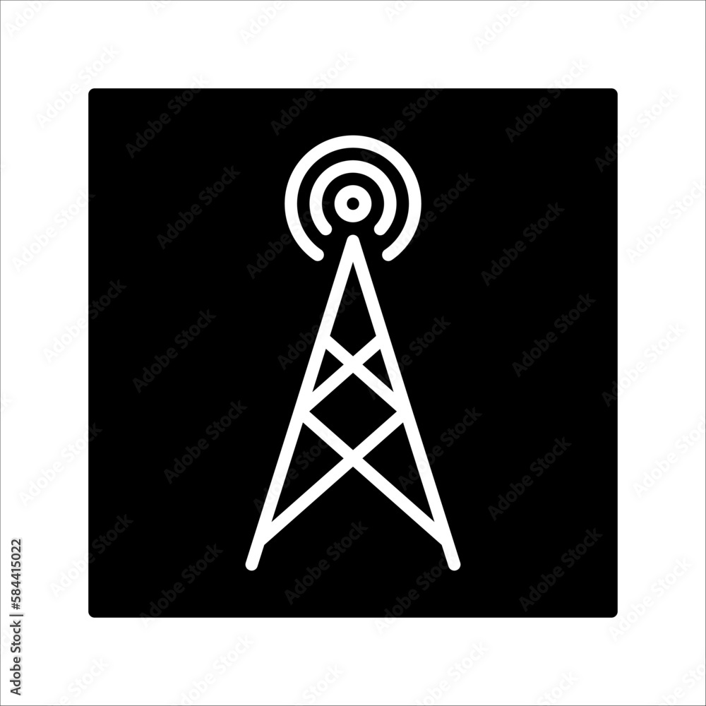 Antenna tower icon in flat style. Broadcasting vector illustration on ...
