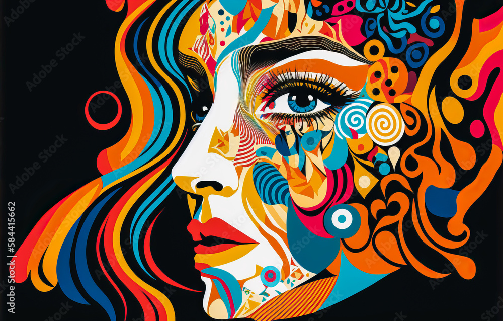 Colorful abstract illustration representing female beauty and diversity ...