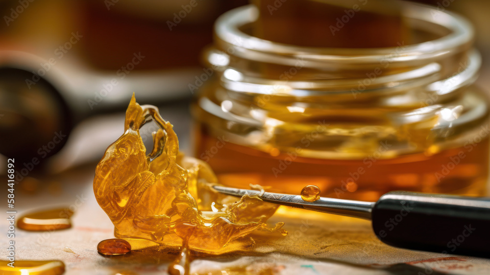 cannabis golden resin wax and dab stick Generative AI Stock ...