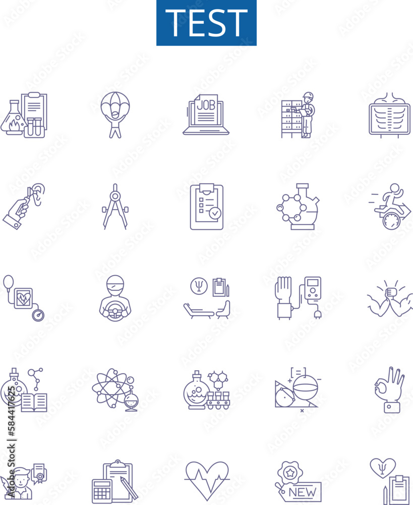 Test line icons signs set. Design collection of No periodExam, Assess ...