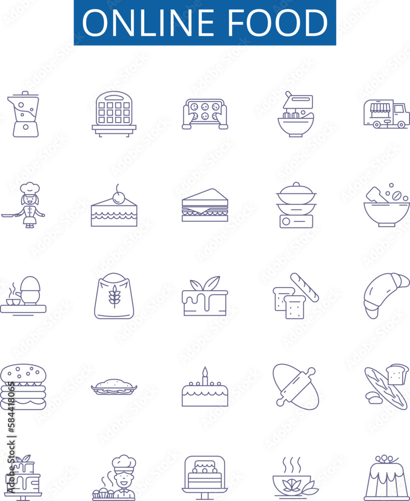Online food line icons signs set. Design collection of Order, Delivery ...