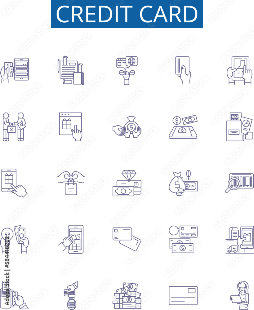 Credit card line icons signs set. Design collection of Card, Credit ...