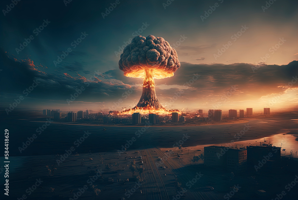 Nuclear explosion in a city, atomic bomb, nuclear war, generative ai ...