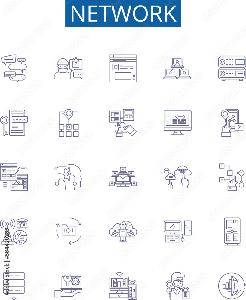 Network line icons signs set. Design collection of Network, Technology ... Network line icons signs set. Design collection of Network, Technology ...