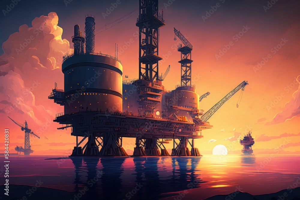 Abstract drawing on the theme Oil gas industry business. AI generated ...