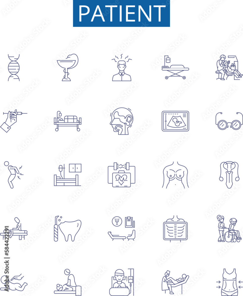 Patient line icons signs set. Design collection of Patient, Caregiver ...