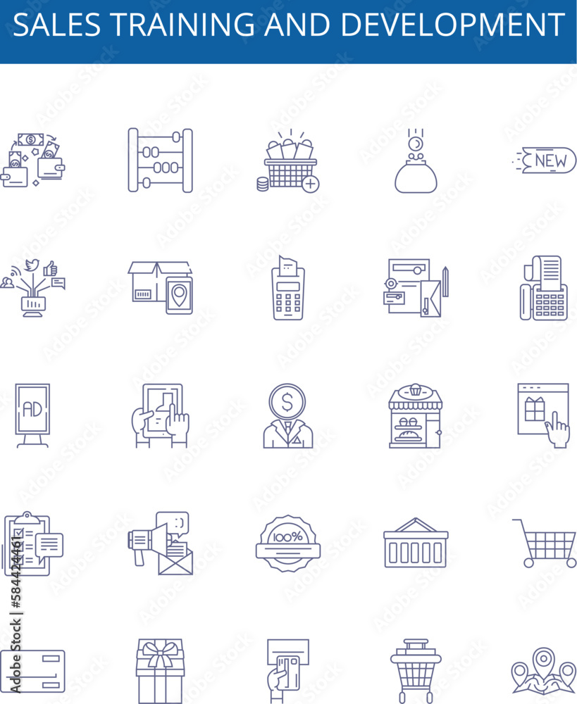 Sales training and development line icons signs set. Design collection ...