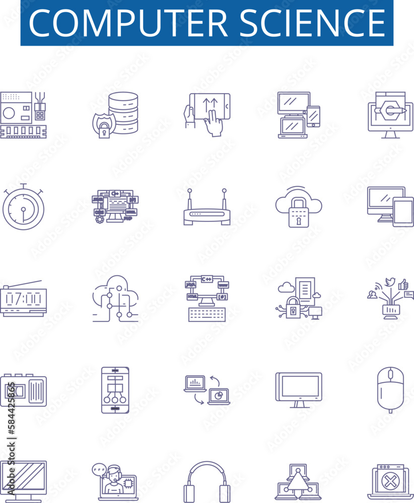 Vecteur Stock Computer science line icons signs set. Design collection ...