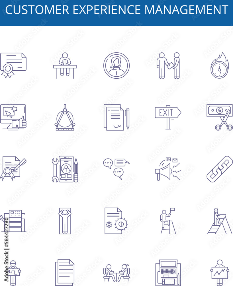 Customer experience management line icons signs set. Design collection ...