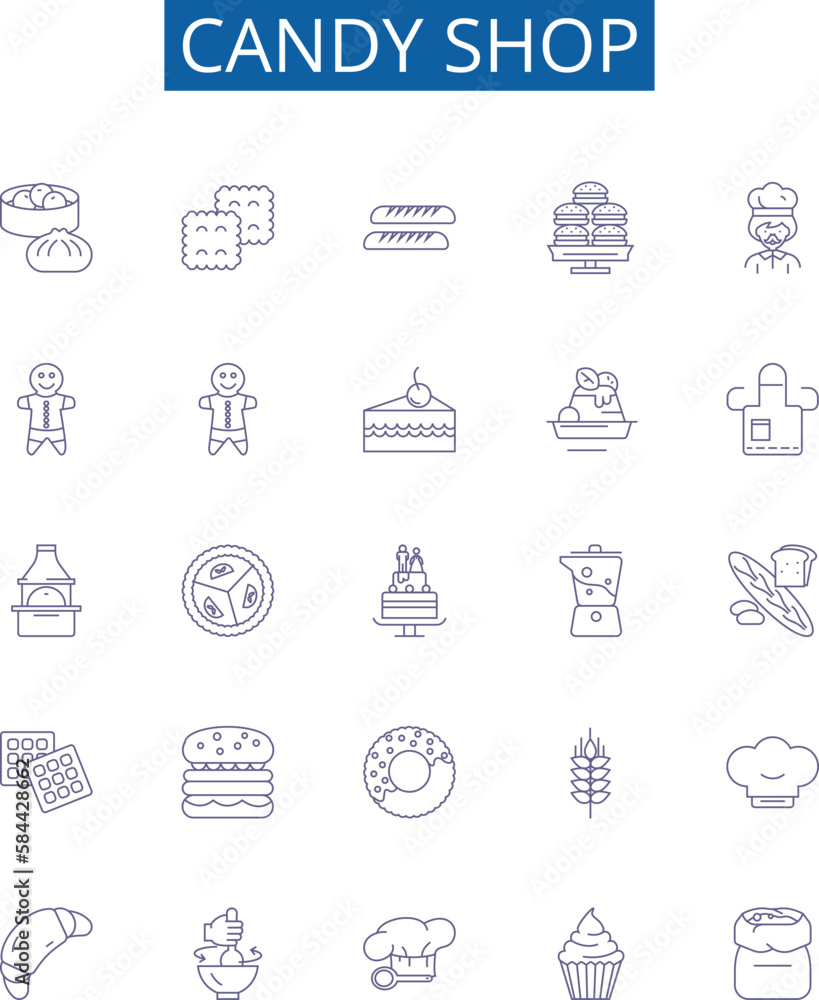 Candy shop line icons signs set. Design collection of Candy, Shop ...