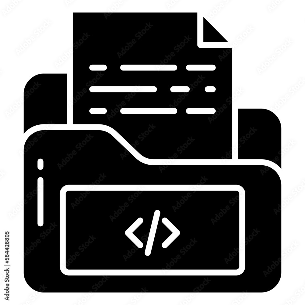 Solid Coding Folder Icon Stock Vector Adobe Stock