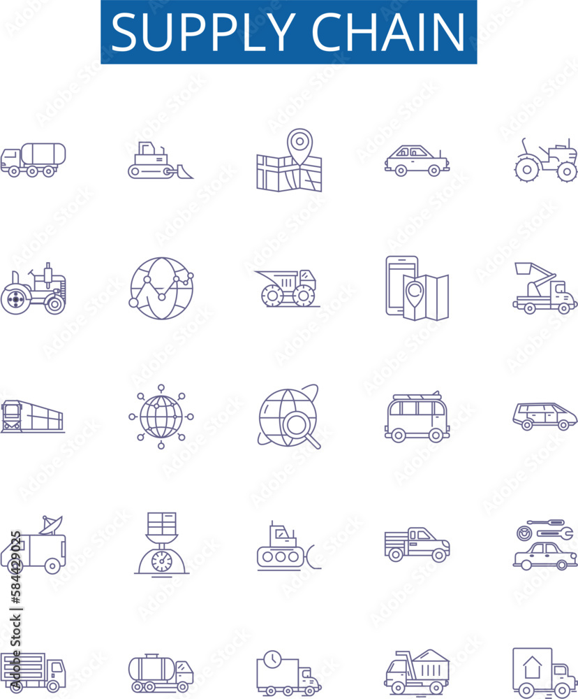 Supply chain line icons signs set. Design collection of Logistics ...