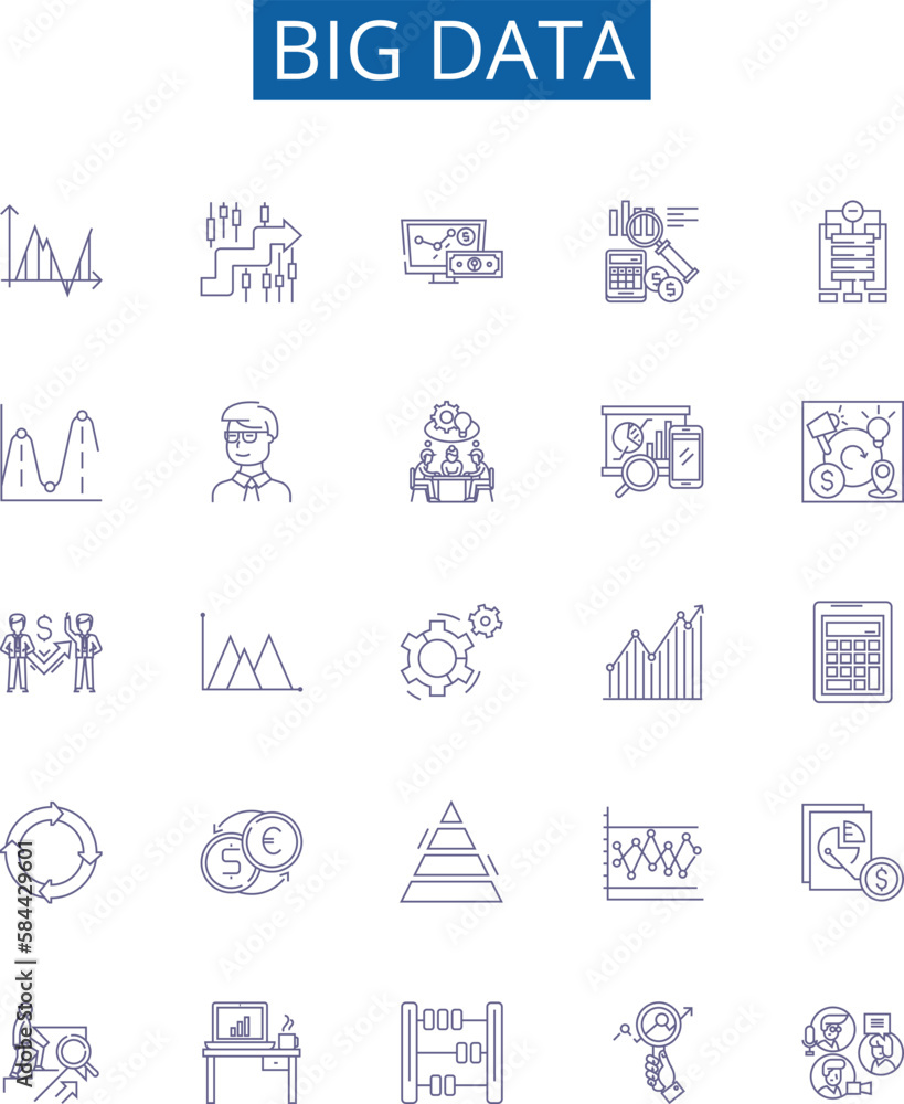 Big data line icons signs set. Design collection of Analytics, Storage ... Big data line icons signs set. Design collection of Analytics, Storage ...