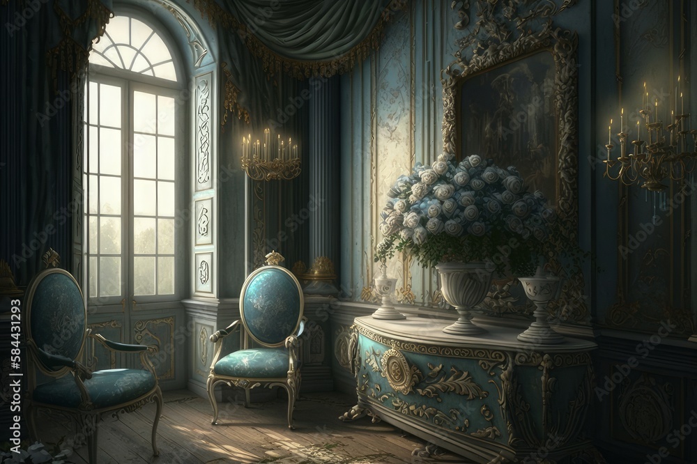 Rococo Architecture, stunning remarkable rococo, old interior, a room ...