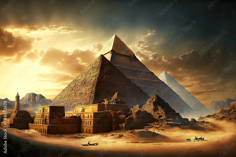 great pyramid of egypt and ancient city , made with generative ai ...