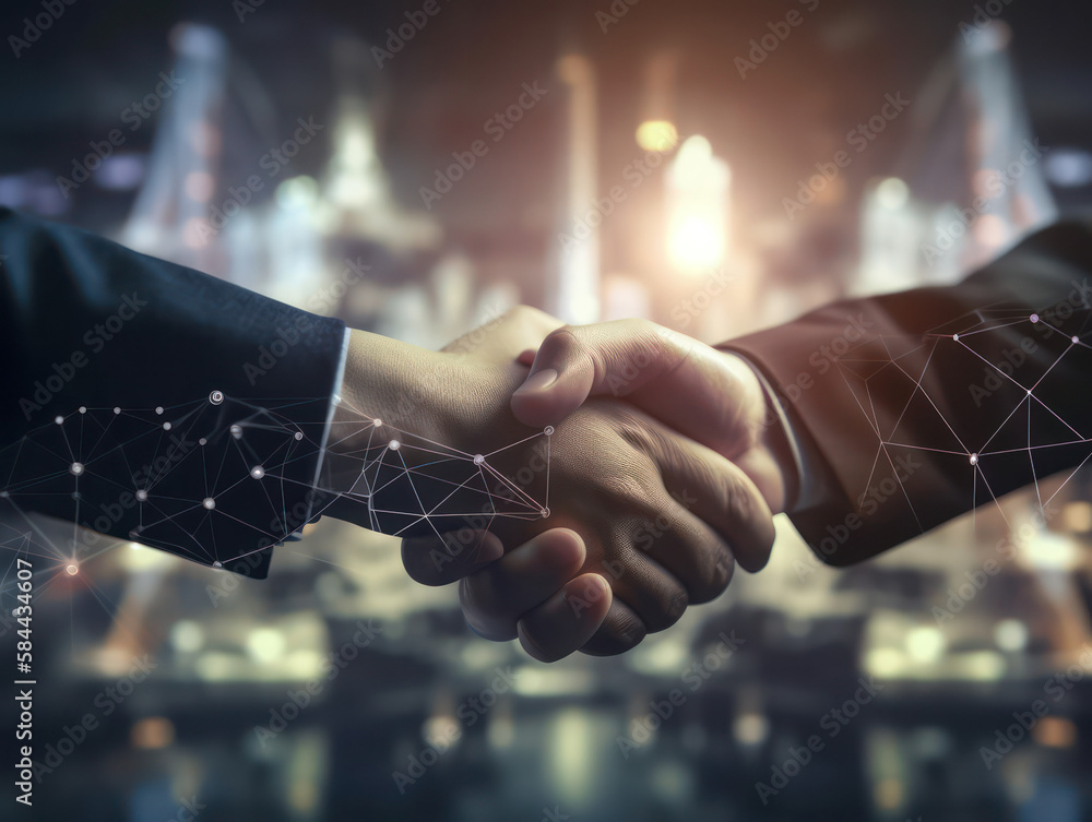 Smart logistics, global business concept. Businessman making handshake ...