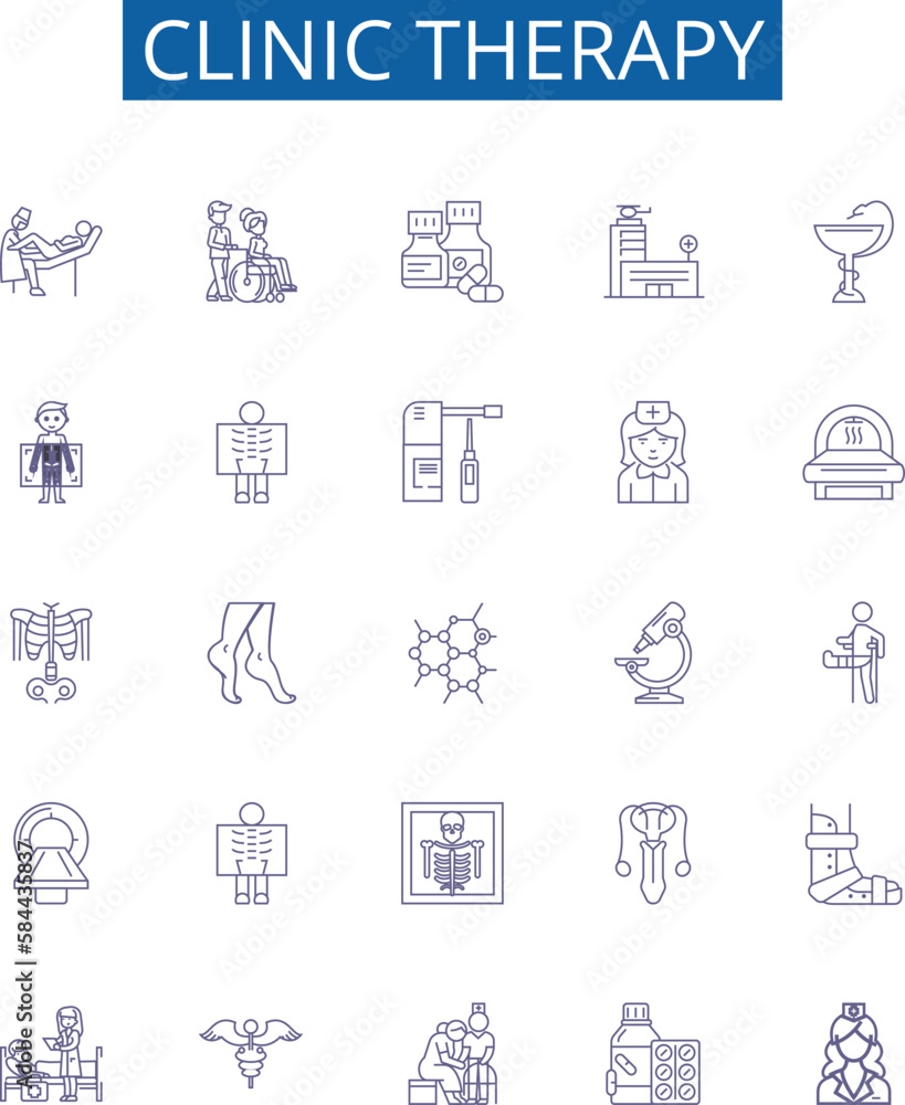 Clinic therapy line icons signs set. Design collection of Therapy ...