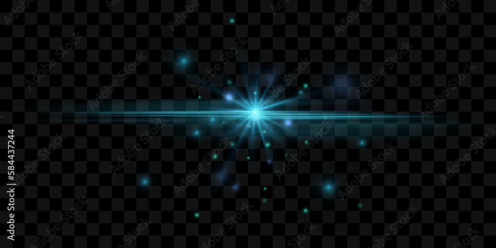 Vector Glowing sun beam with lensflare. Lens flare, light leaks. Blue ...