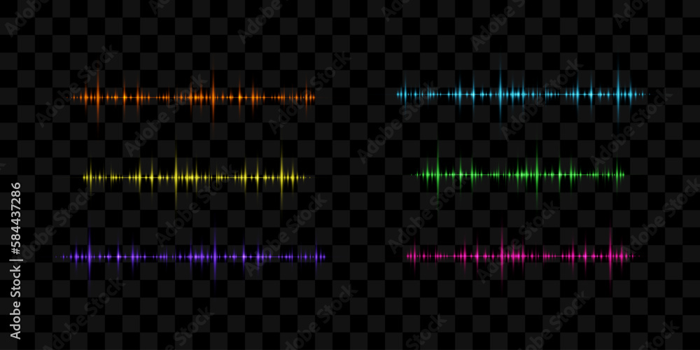 Vector sound waves. Abstract music pulse background. Wave graph of the ...