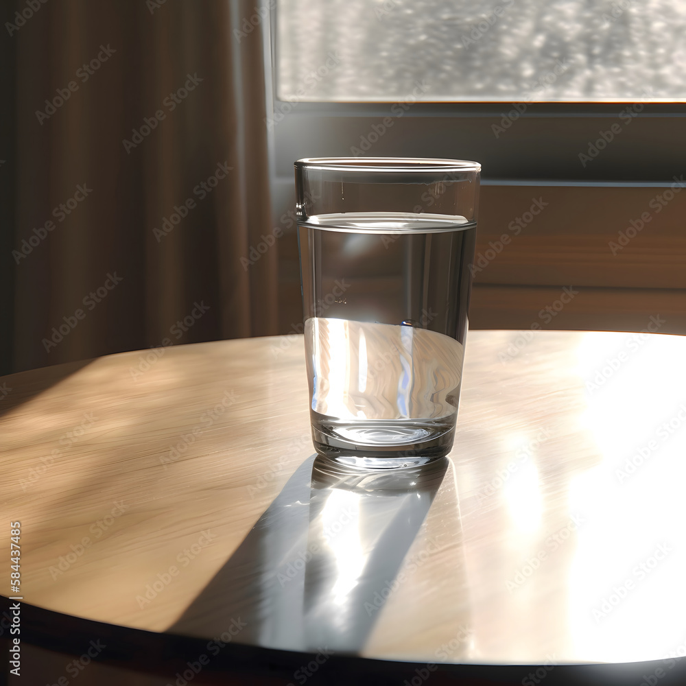 Glass cup of water on home background created with Generative AI ...
