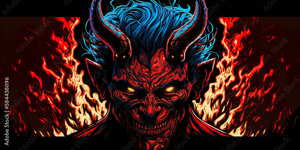 Menacing Demon with Horns Inspired by the Underworld Generative AI ...