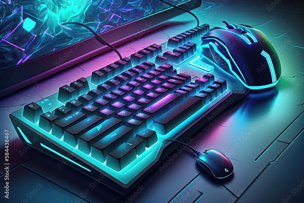 Amidst the neon-colored background, the tactile clacking of a keyboard ...