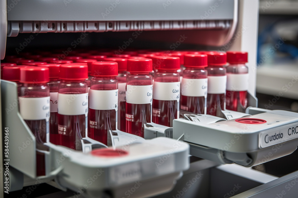 Blood cells in a flow cytometry machine, AI Generative Stock ...