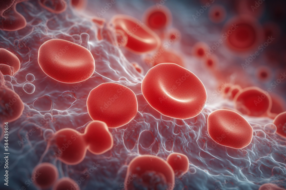 ภาพประกอบสต็อก Blood cells in a bone marrow biopsy, AI Generative ภาพ ...