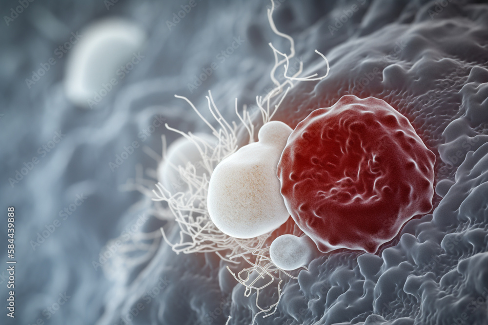 White blood cell neutrophil attacking bacteria, AI Generative Stock Illustration | Adobe Stock