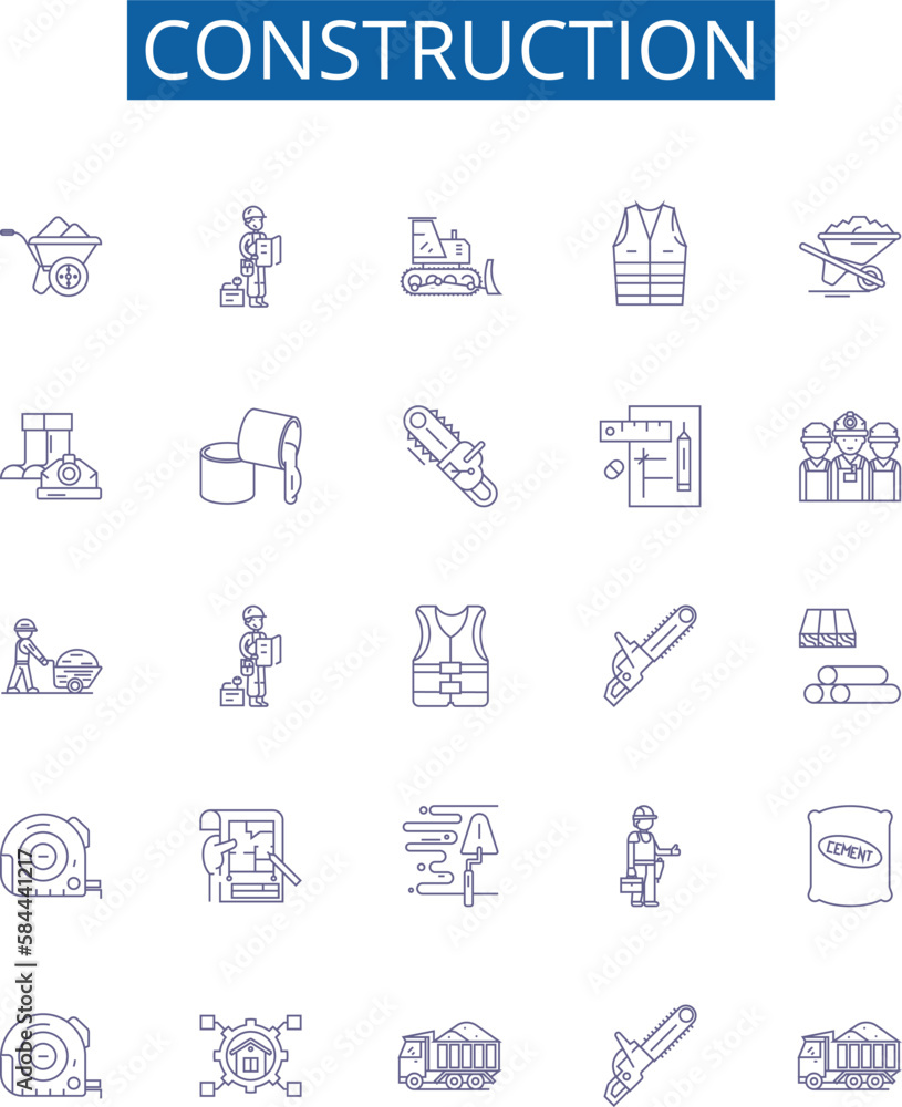 Construction line icons signs set. Design collection of Build ...