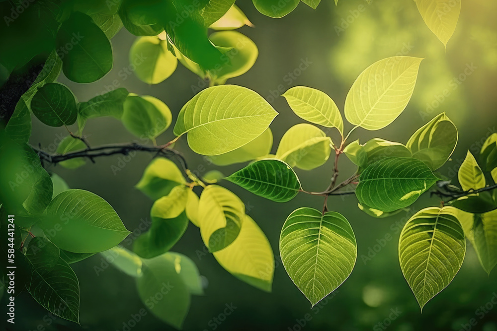 AI generated green natural tree leaves on spring fresh background Stock Illustration | Adobe Stock