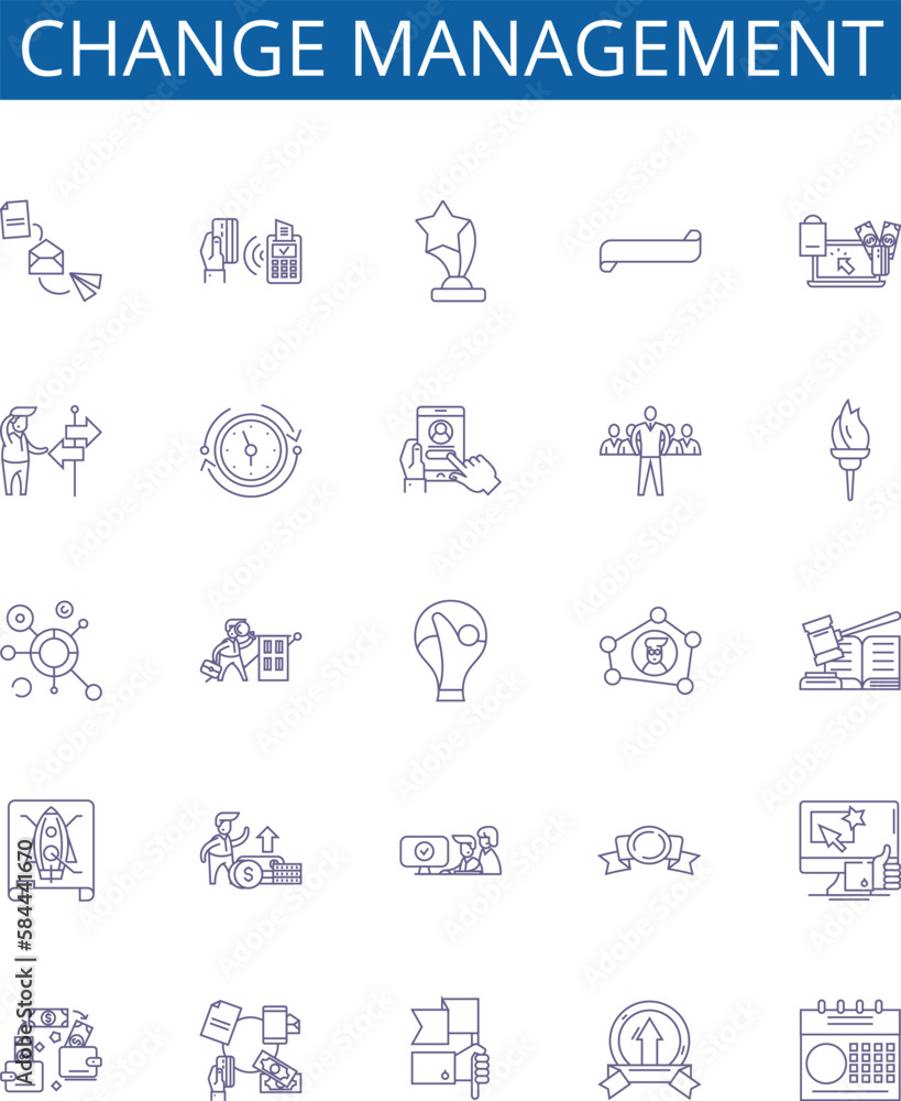 Change management line icons signs set. Design collection of Transformation, Agility, Transition ...