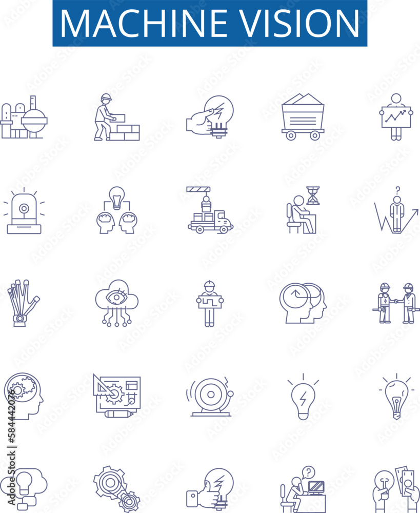 Machine vision line icons signs set. Design collection of Robotics ...
