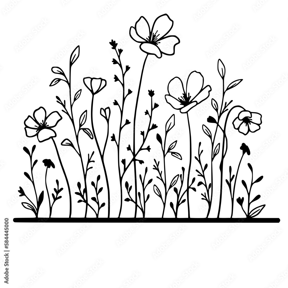 Wildflowers SVG | Floral Monogram SVG | Trendy SVG | Wildflower Clipart ...