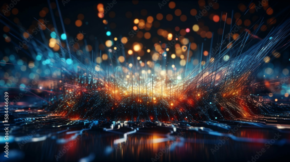 Network Connection Structure Digital Data Visualization Generative Ai Stock Illustration