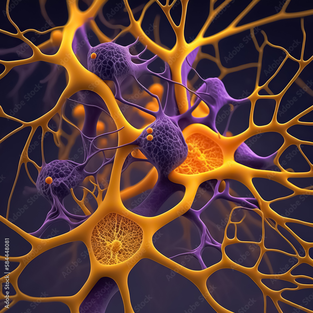 Neuron network brain cells. Human nervous system and brain activity ...