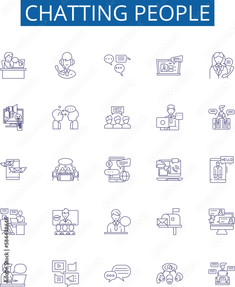 Chatting people line icons signs set. Design collection of Conversing, Chatting, Connecting ...