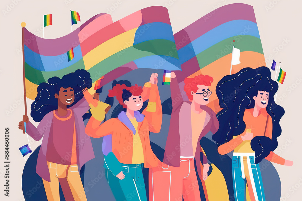 Sea of People with Rainbow Flags and Banners Gather to Celebrate the ...