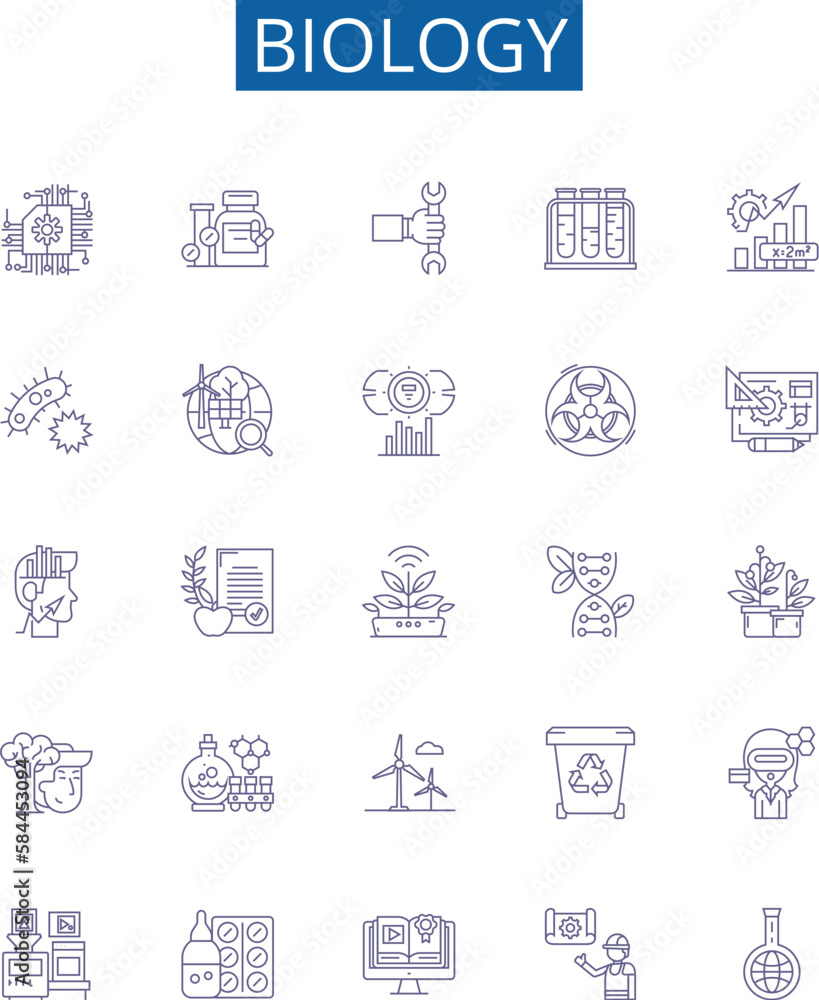 Biology line icons signs set. Design collection of Organism, Cell ...