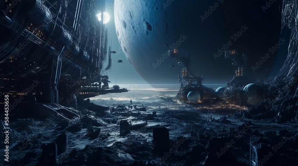 Cinematic Science Fiction Desktop Wallpaper Generative AI Stock ...