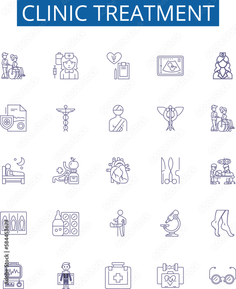Clinic treatment line icons signs set. Design collection of Clinic ...