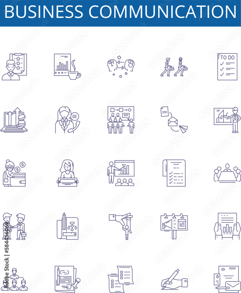 Business communication line icons signs set. Design collection of ... Business communication line icons signs set. Design collection of ...