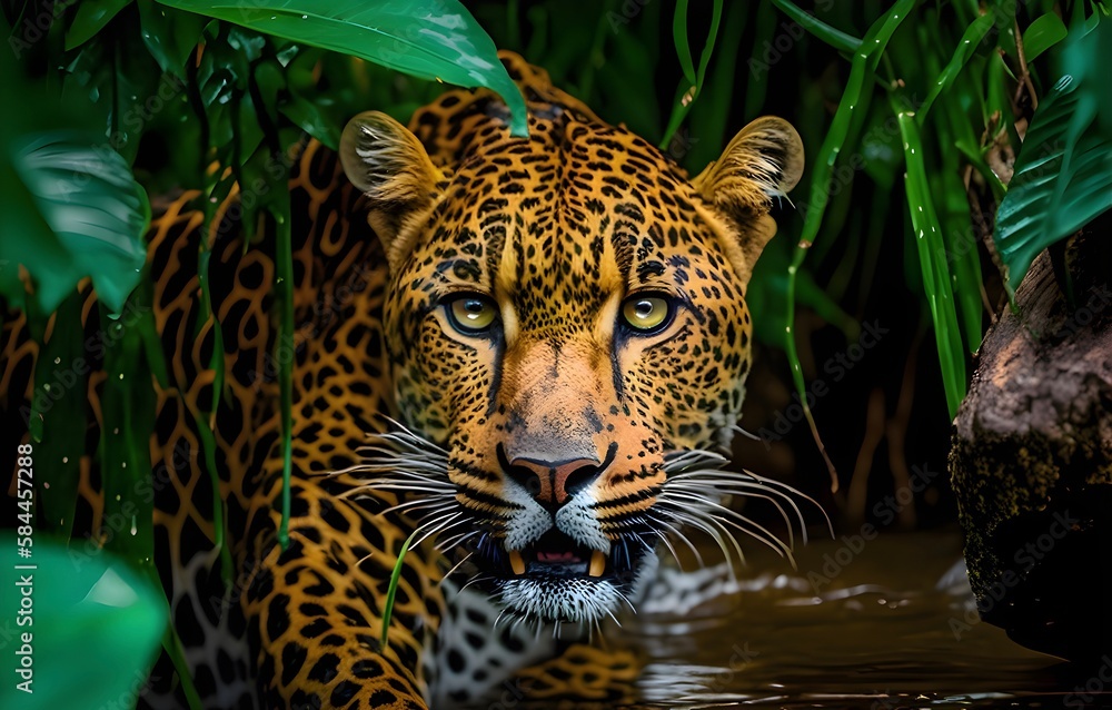 Beautiful Leopard in a jungle portrait | Ai Generated animal ...