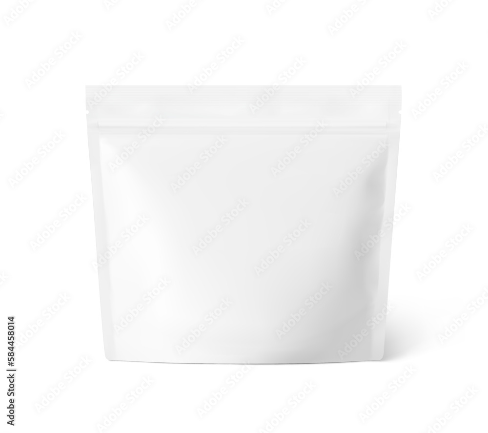 White pouch bag mockup. Vector illustration isolated on white ...