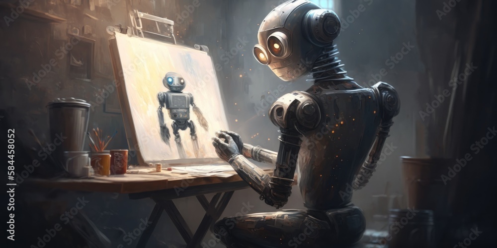 Roboartist painting its artwork piece, robots takes over the human ...