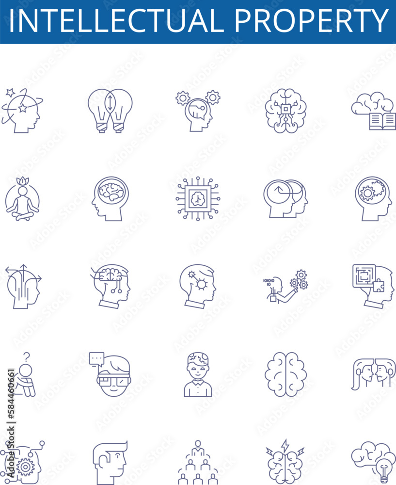Intellectual property line icons signs set. Design collection of IP ...