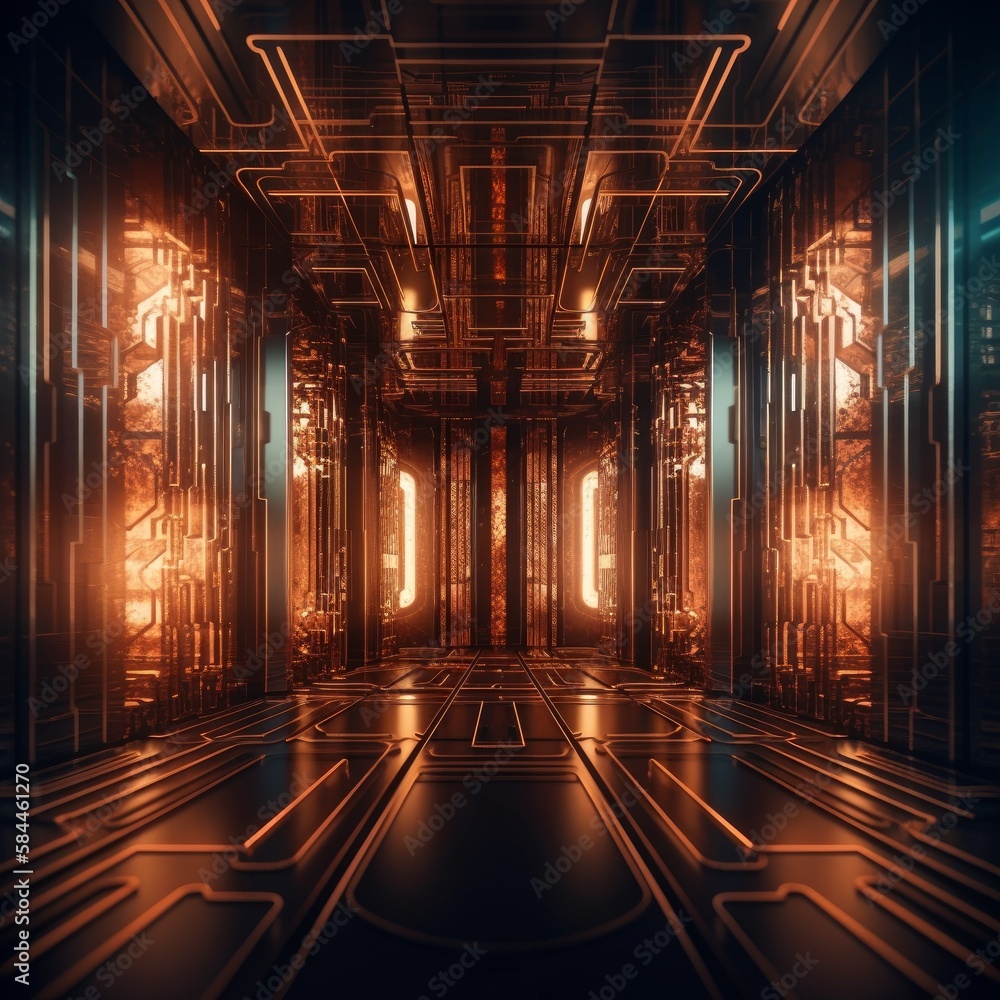 Expressive Copper and Titanium Artwork Design with Stunning Neon Light ...